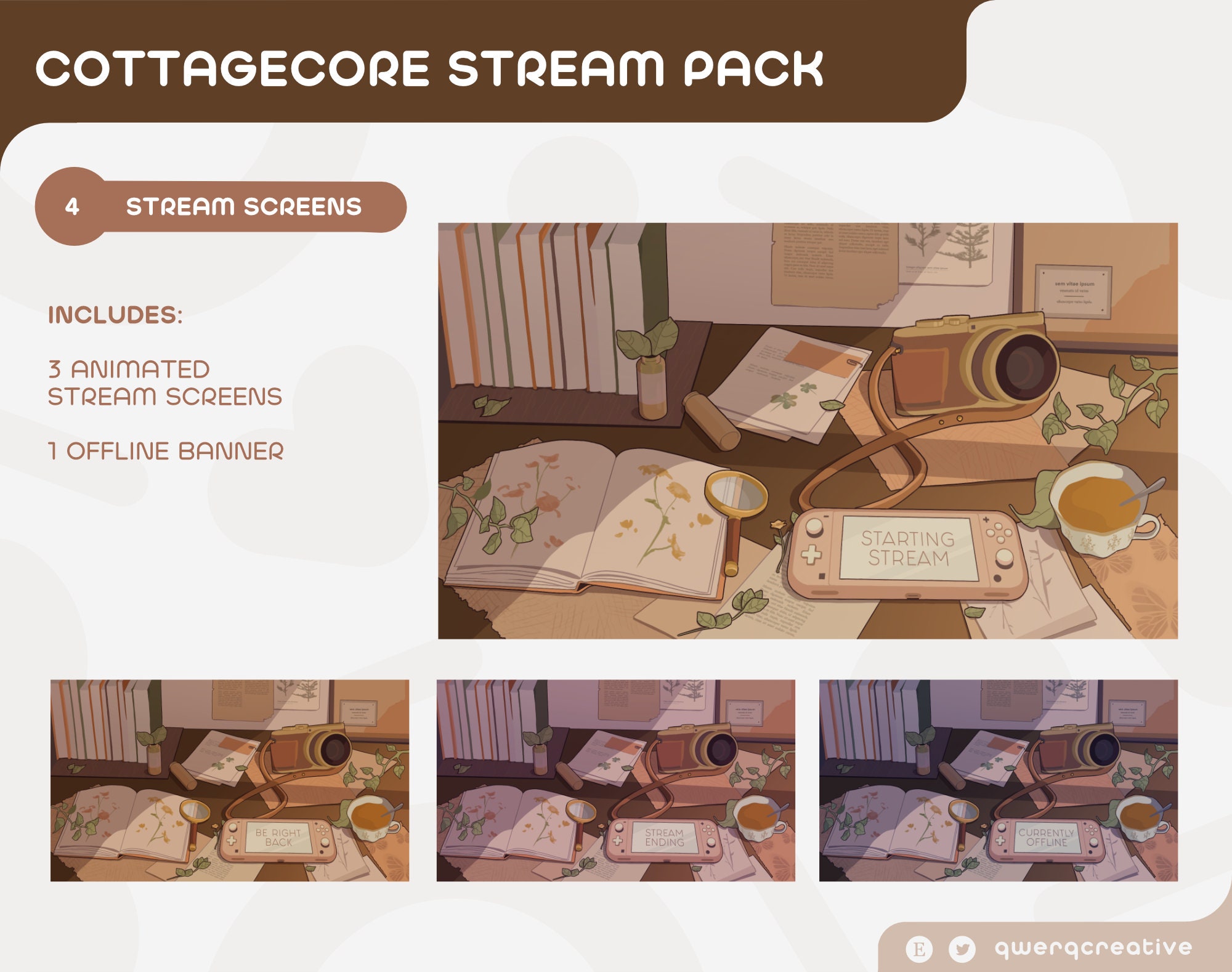 ANIMATED Cottagecore Stream Package Customizable Animated - Etsy UK