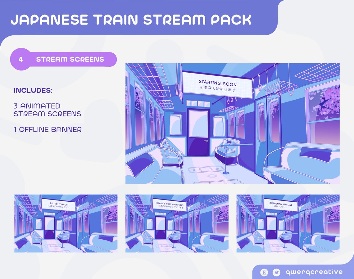 ANIMATED Japanese Sunset Train Stream Package Customizable - Etsy