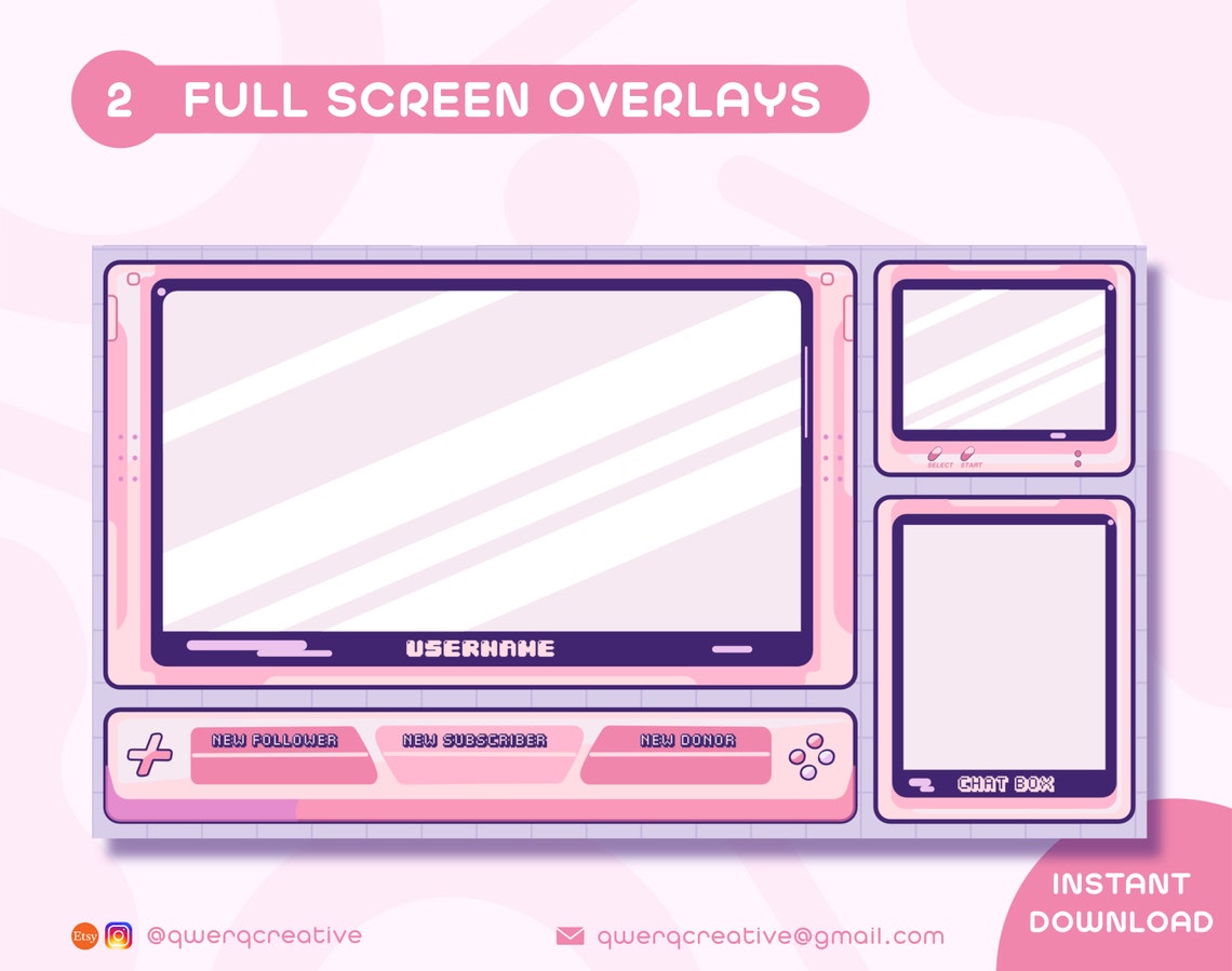 Customizable Stream Overlay Pack Gamer Aesthetic Retro | Etsy