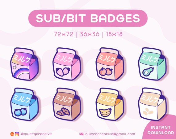 Kawaii Milk Carton Badges Discord Emote Cute Sippy Drinks Chocolate ...