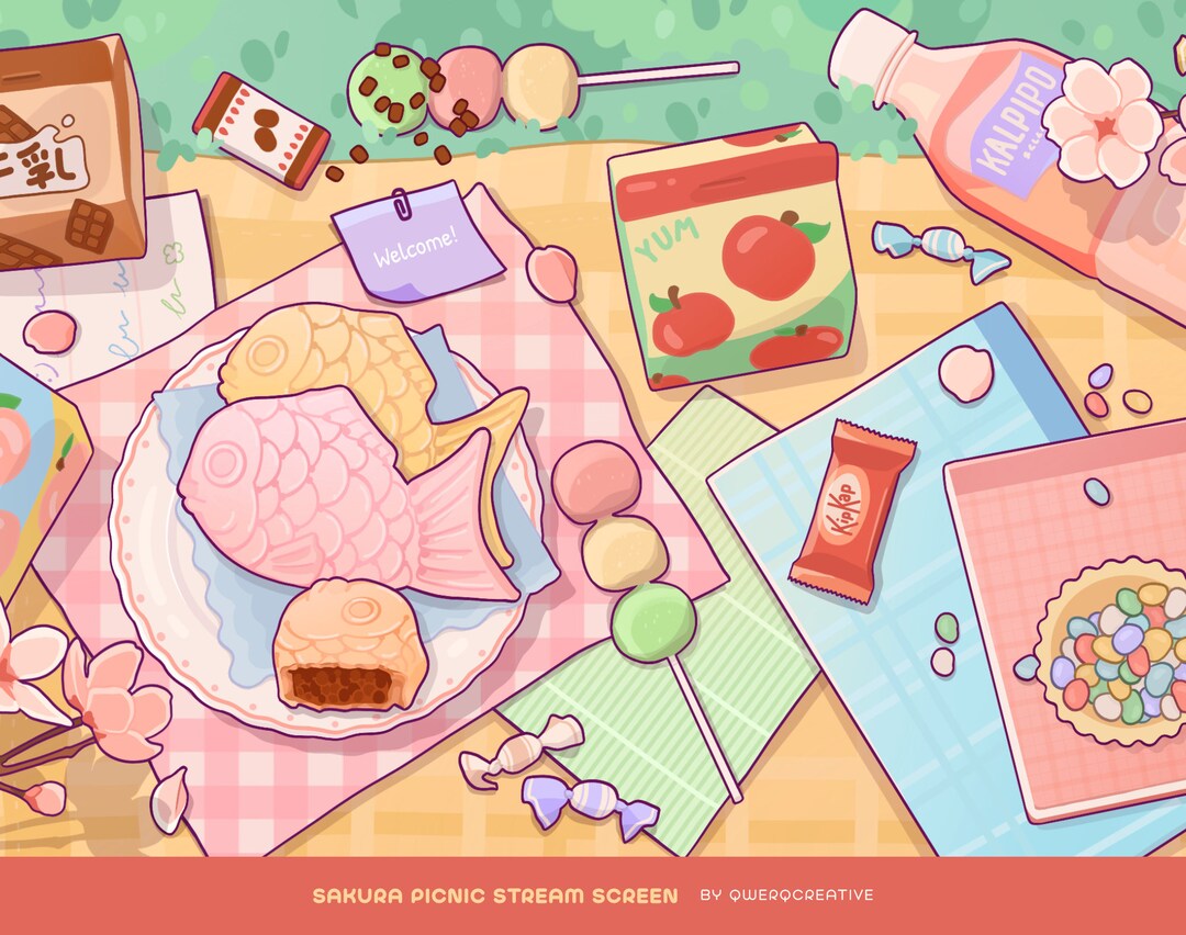 ANIMATED Sakura Picnic Screens Stream Scenes Japanese Snacks Cozy ...