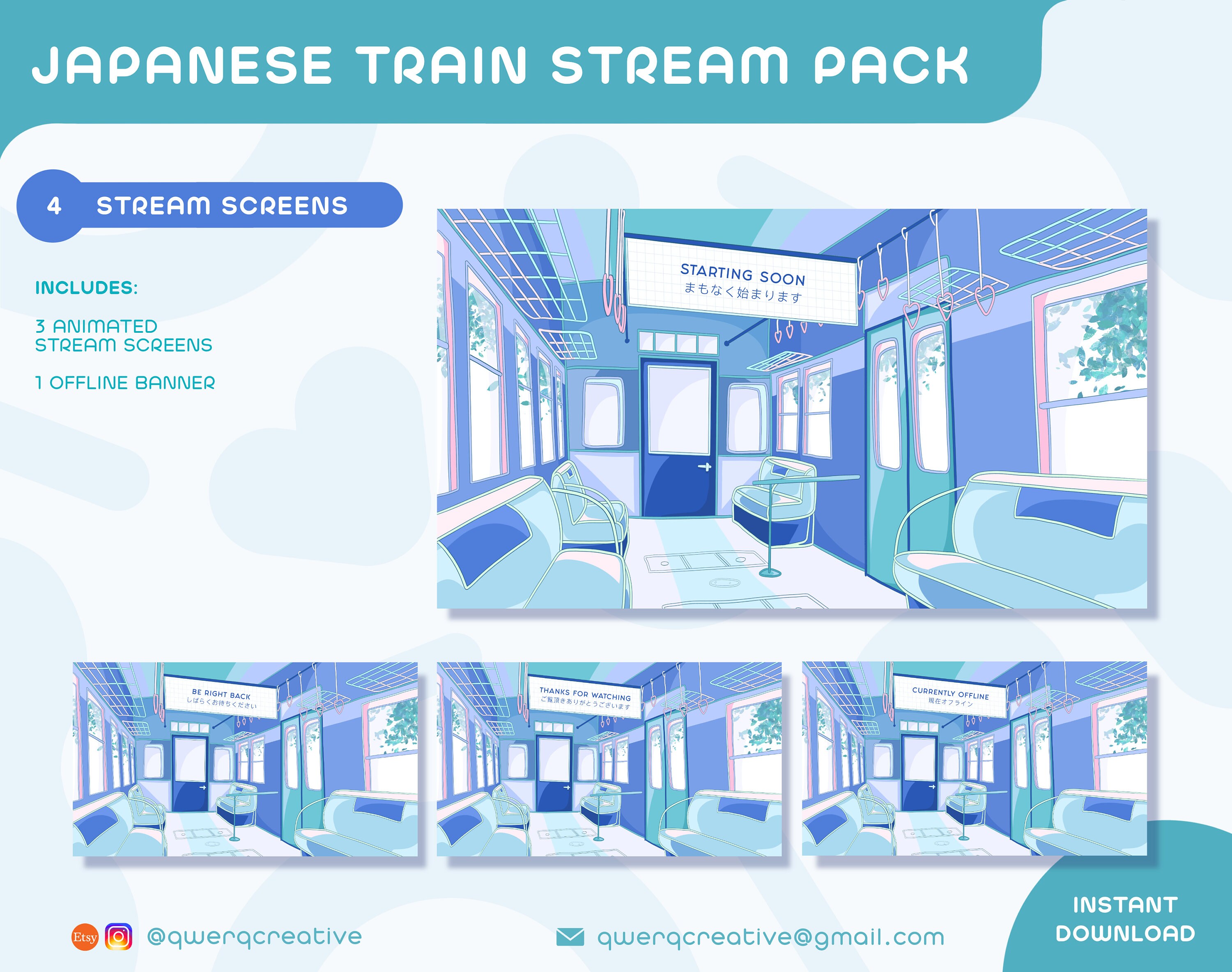 ANIMATED Japanese Train Stream Package Pastel Aesthetic | Etsy