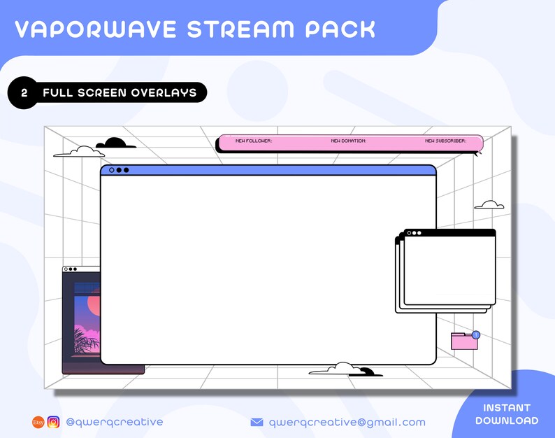 ANIMATED Retro Vaporwave Stream Package Customizable | Etsy