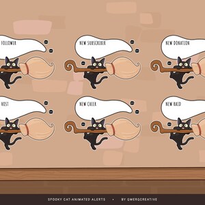ANIMATED Spooky Cat Alerts Witchy Theme Stream Alerts Black Cat ...