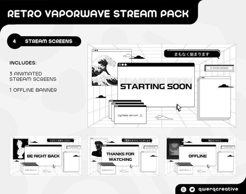 ANIMATED Retro Vaporwave Stream Package Customizable - Etsy