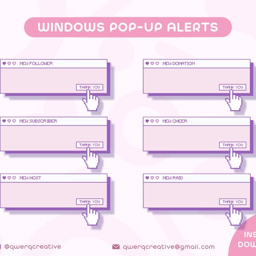 Pink Windows 95 Retro Twitch Alerts Animated With Sound - Etsy