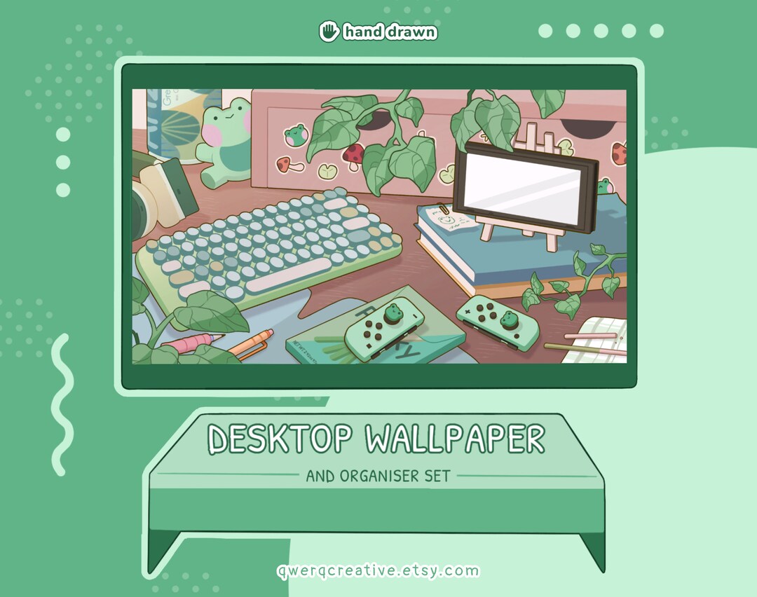Lofi Frog Desktop Organiser | Wallpaper Set | Cute | Froggy Theme ...