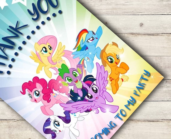 My Little Pony Thank You Card Birthday Party Invitation - Etsy