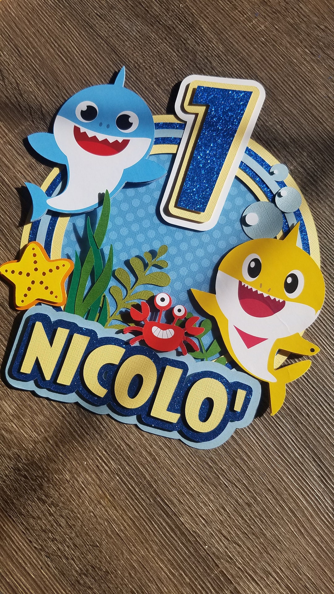 BABY SHARK 3D Cake Topper, Cake Shaker, Baby Shark Personalized Shaker ...