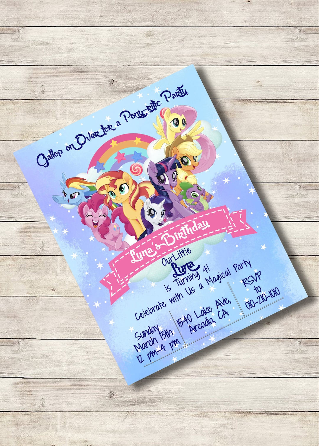 Editable Birthday Invitation, My Little Pony Invitation, Birthday Party ...
