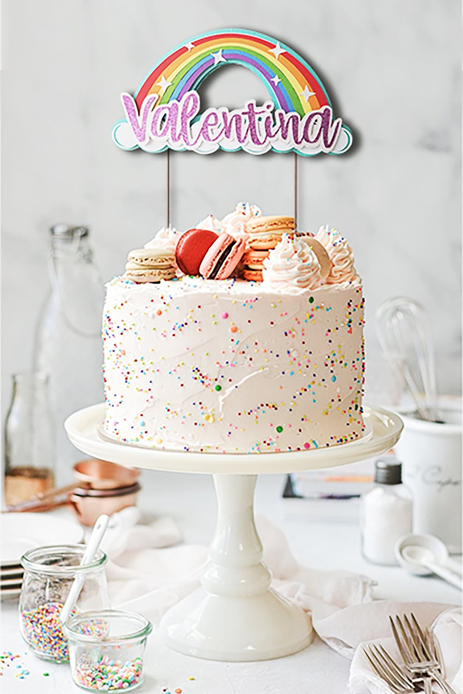 RAINBOW 3D Cake Topper Cake Topper Rainbow Personalized - Etsy