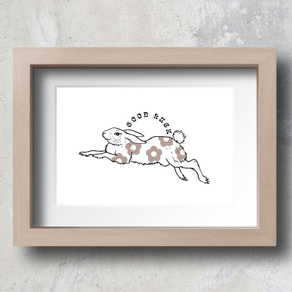 Lucky Bunny Rabbit Wall Art Print Printable Design - Etsy
