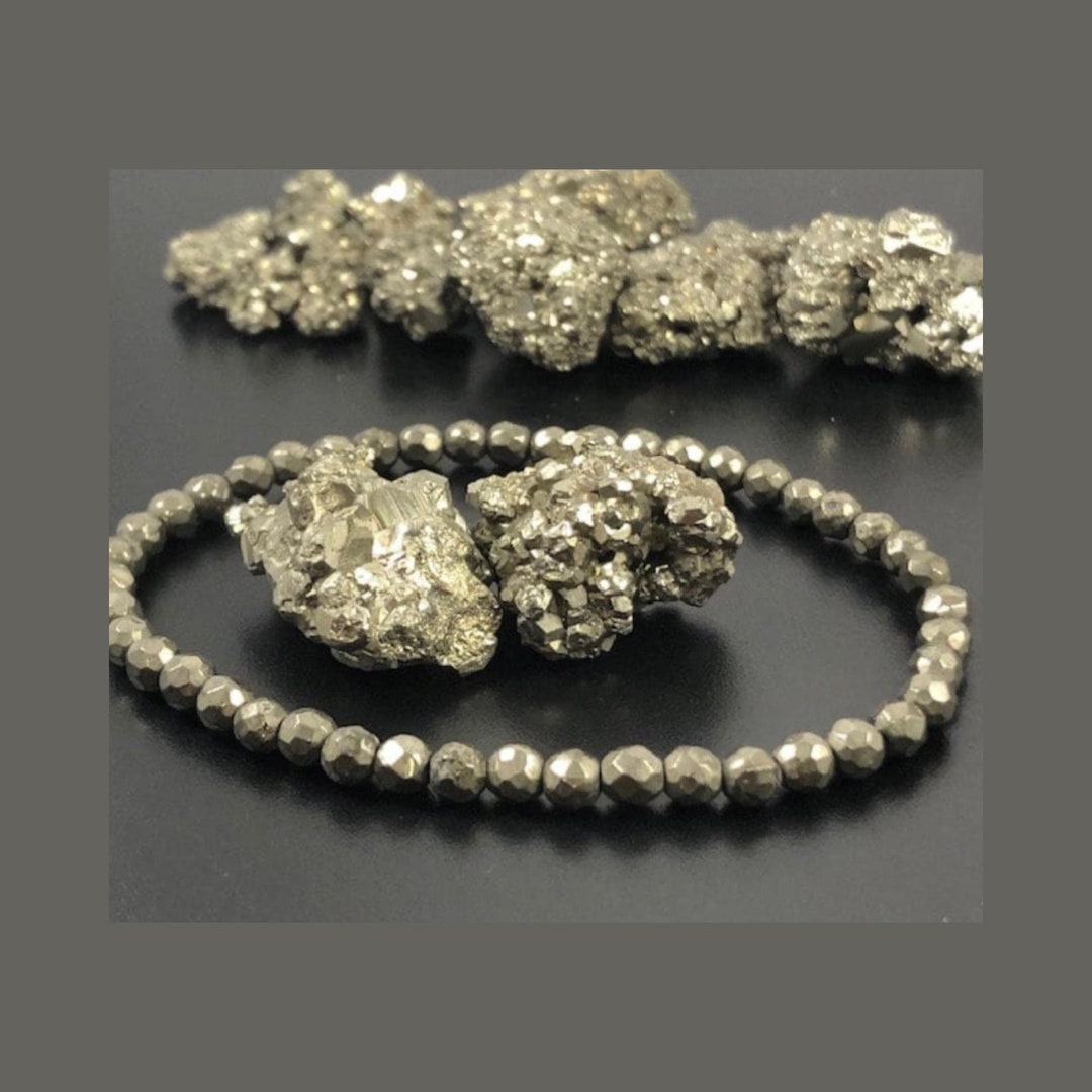 Delicada pulsera de pirita de 4 mm, cristal de abundancia y riqueza ...