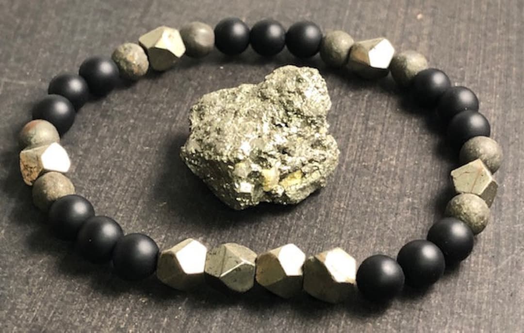 Pyrite Bracelet , Mens Pyrite Bracelet, Womens Pyrite Bracelet, 6mm ...