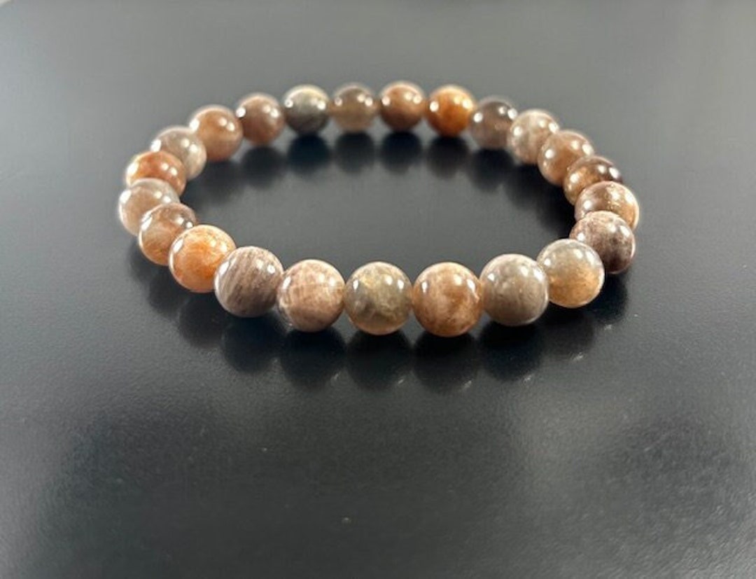 Genuine Copper Sunstone Bracelet , 6mm 8mm , 14K Gold , 925 Sterling ...