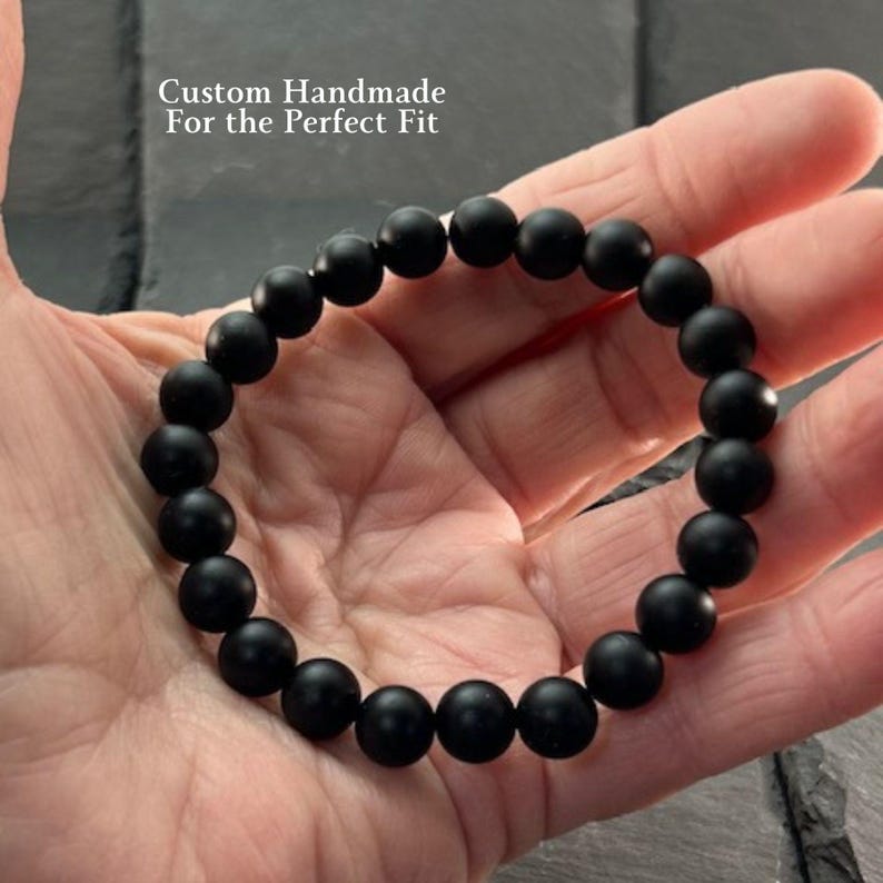 Matte Black Onyx Bracelet: Genuine Gemstone, Energy Protection - Etsy