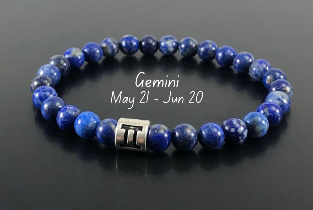 Bracelet for Gemini Zodiac ,beaded Bracelets, Lapis Lazuli Crystal Bracelet for Men Women ...