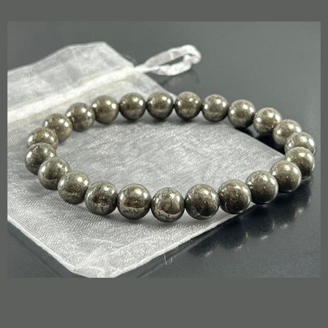 Genuine Pyrite Bracelet ,4mm 6mm 8mm 10mm Pyrite Gemstone Bracelet for ...