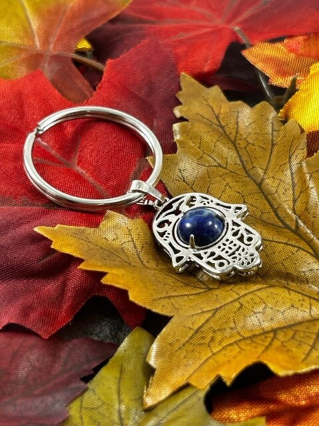 Hamsa Hand Key Chain , Lapis Lazuli Keychain , Keyring , Stocking ...