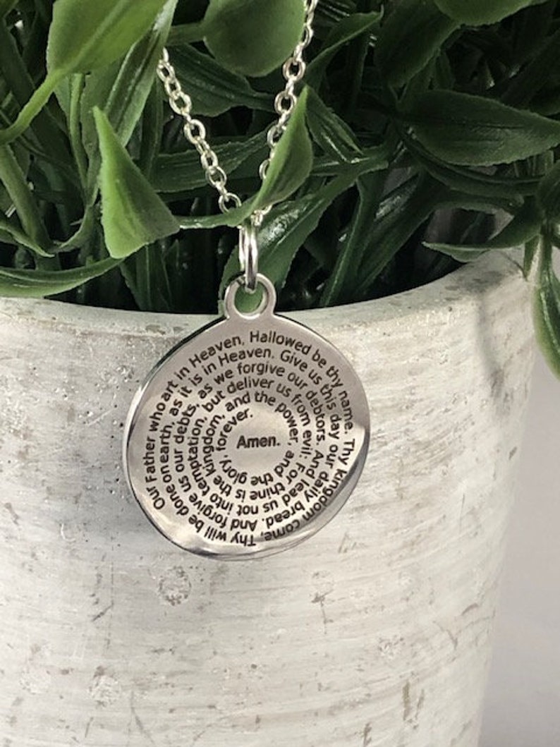 Lords Prayer Necklace Stainless Steel Charm Necklace - Etsy