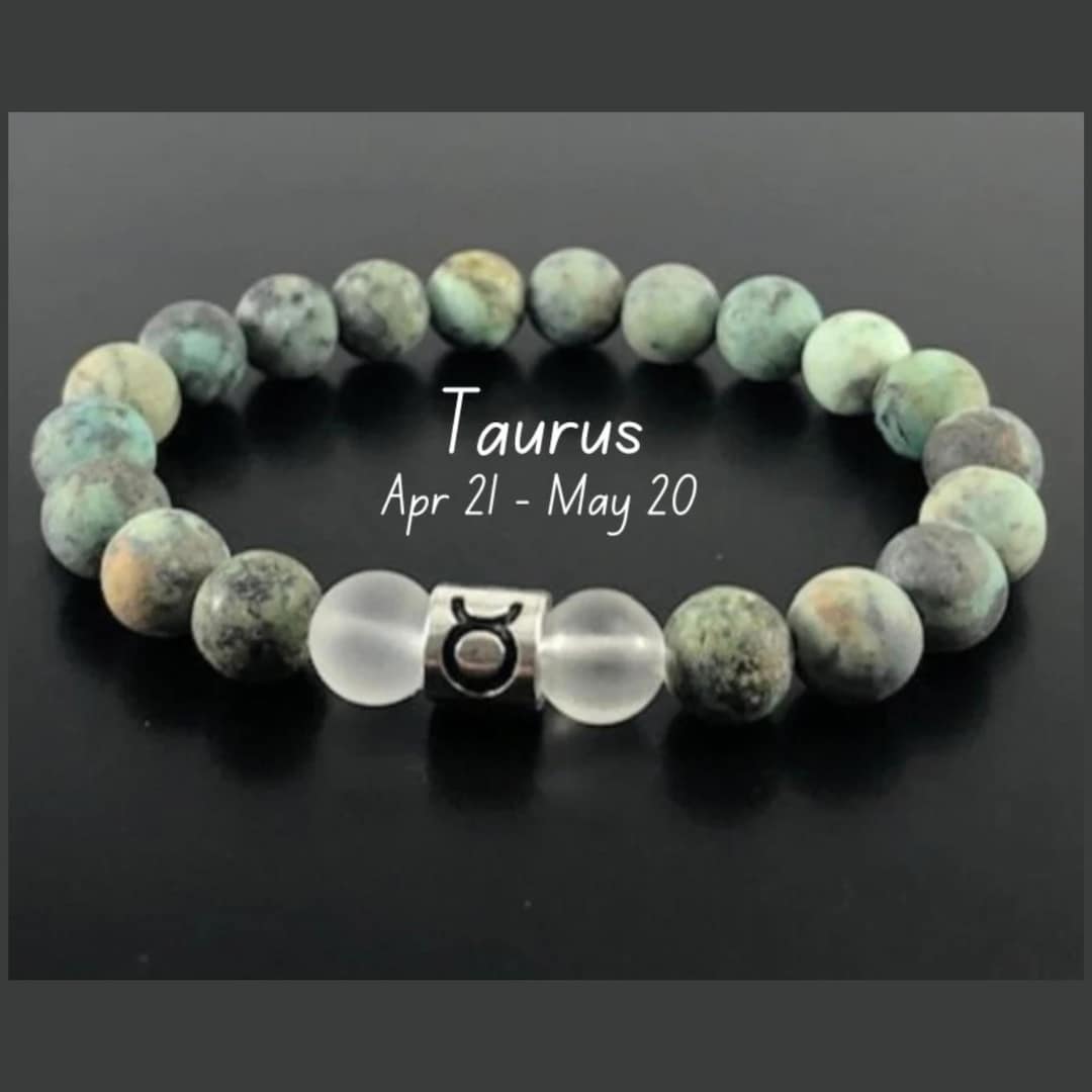 Taurus Bracelet ,african Turquoise Beaded Bracelet,taurus Zodiac ...