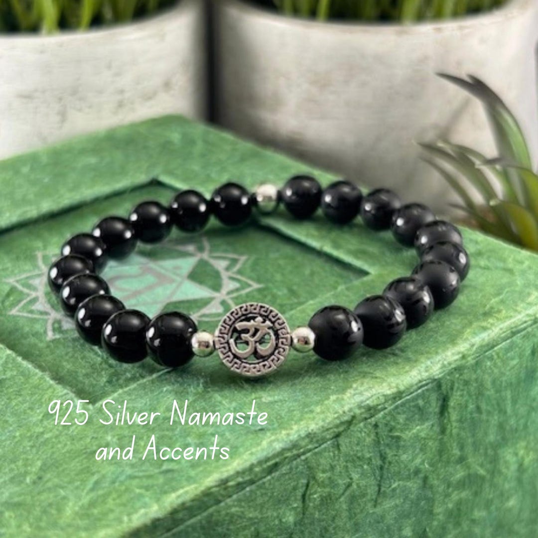 925 Sterling Silver Bracelet, OM Namaste Bracelet ,beaded Bracelets for ...