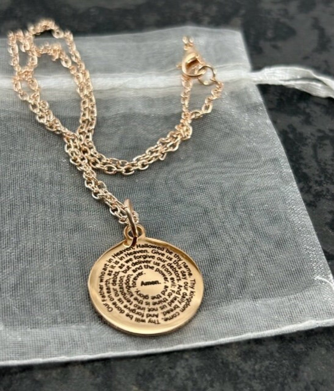 Rose Gold Lords Prayer Necklace , Inspirational Necklace , Our Father ...