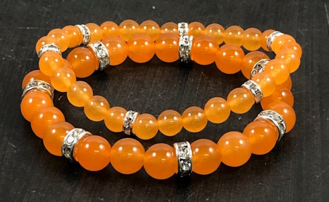 Energizing Bracelet,high Quality Orange Jade Bracelet,6mm 8mm Healing ...