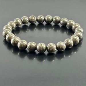 Genuine Pyrite Bracelet ,4mm 6mm 8mm 10mm Pyrite Gemstone Bracelet for ...
