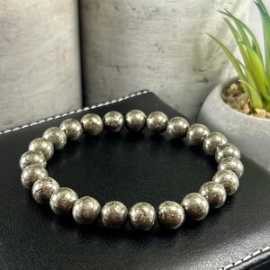 Genuine Pyrite Bracelet ,4mm 6mm 8mm 10mm Pyrite Gemstone Bracelet for ...