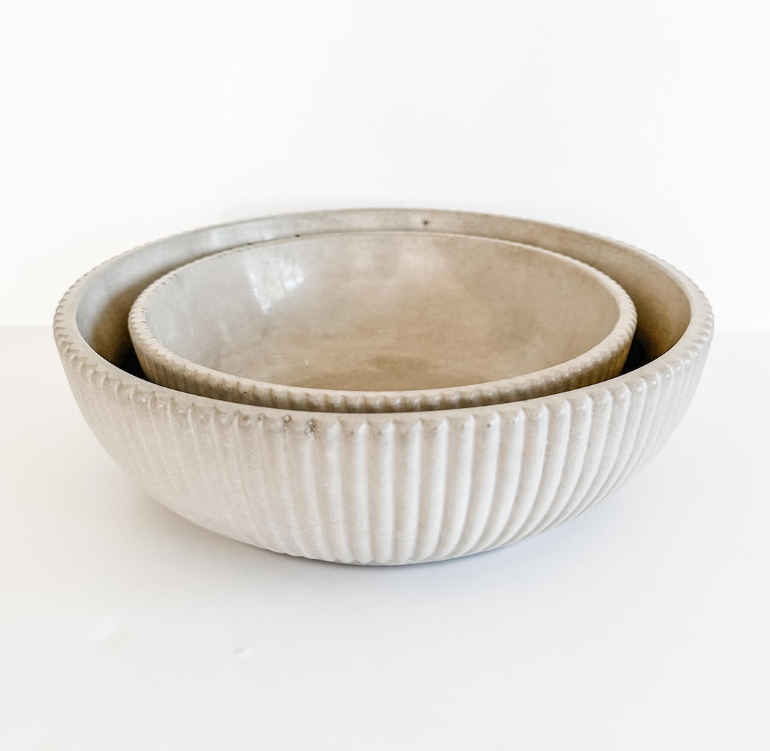 Handcrafted Concrete Nesting Bowls: Modern Ripple Design - Etsy