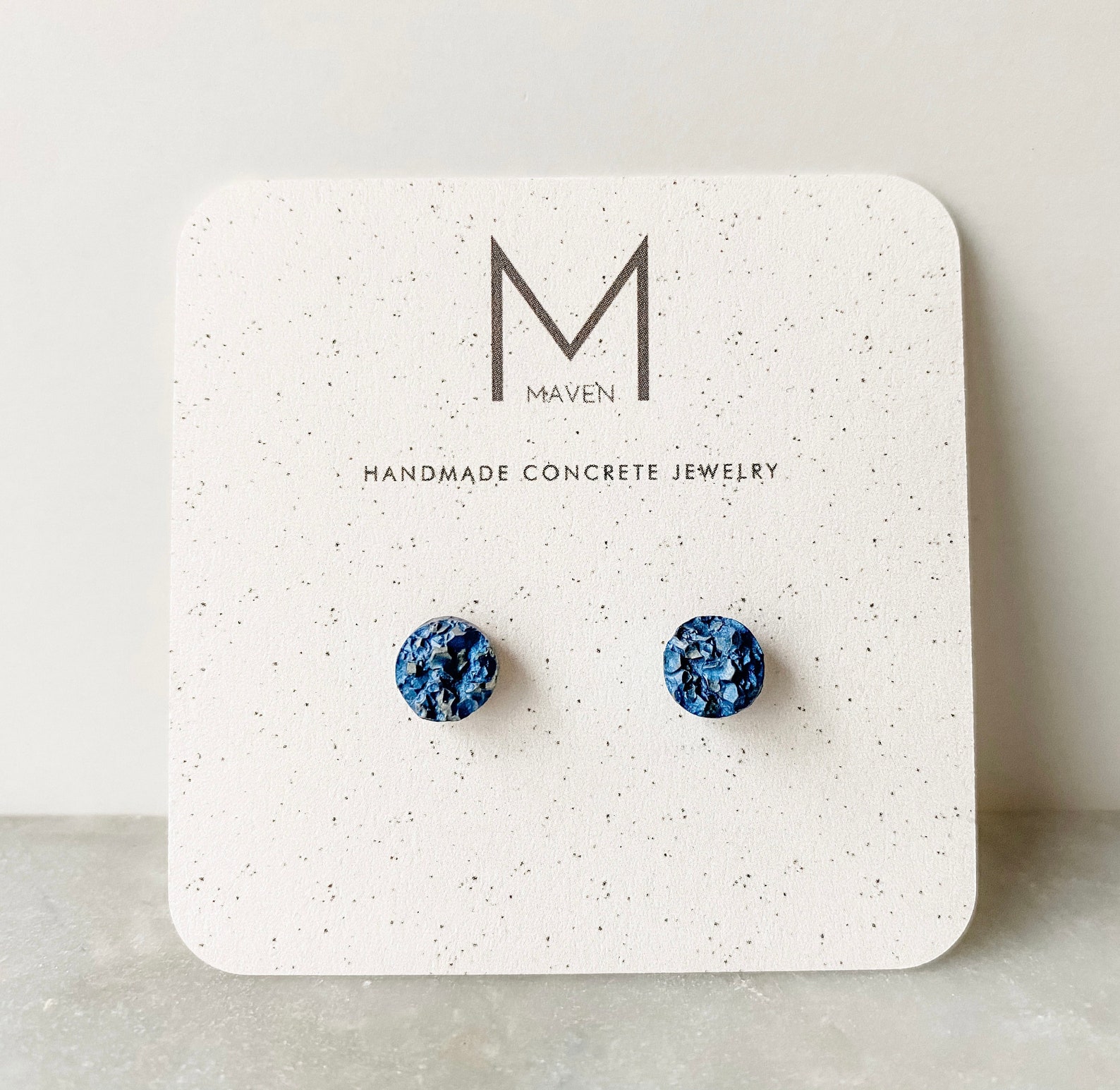 Navy Blue Druzy Style Stud Earrings | Concrete Jewelry | Stud Earrings ...
