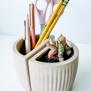 Planter Book Ends | Concrete Office Decor | Concrete Book End | Modern ...