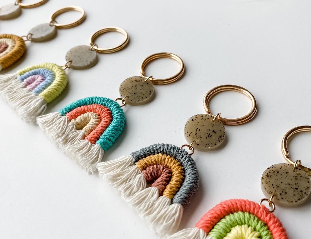 Mini Macrame Rainbow Keychain | Rainbow Keychain | Concrete Accessories ...