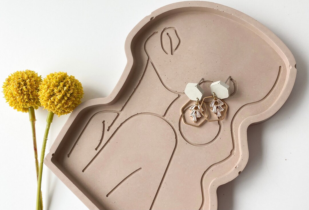 Woman Concrete Jewelry Dish | Concrete Tray | Woman’s Face Art ...