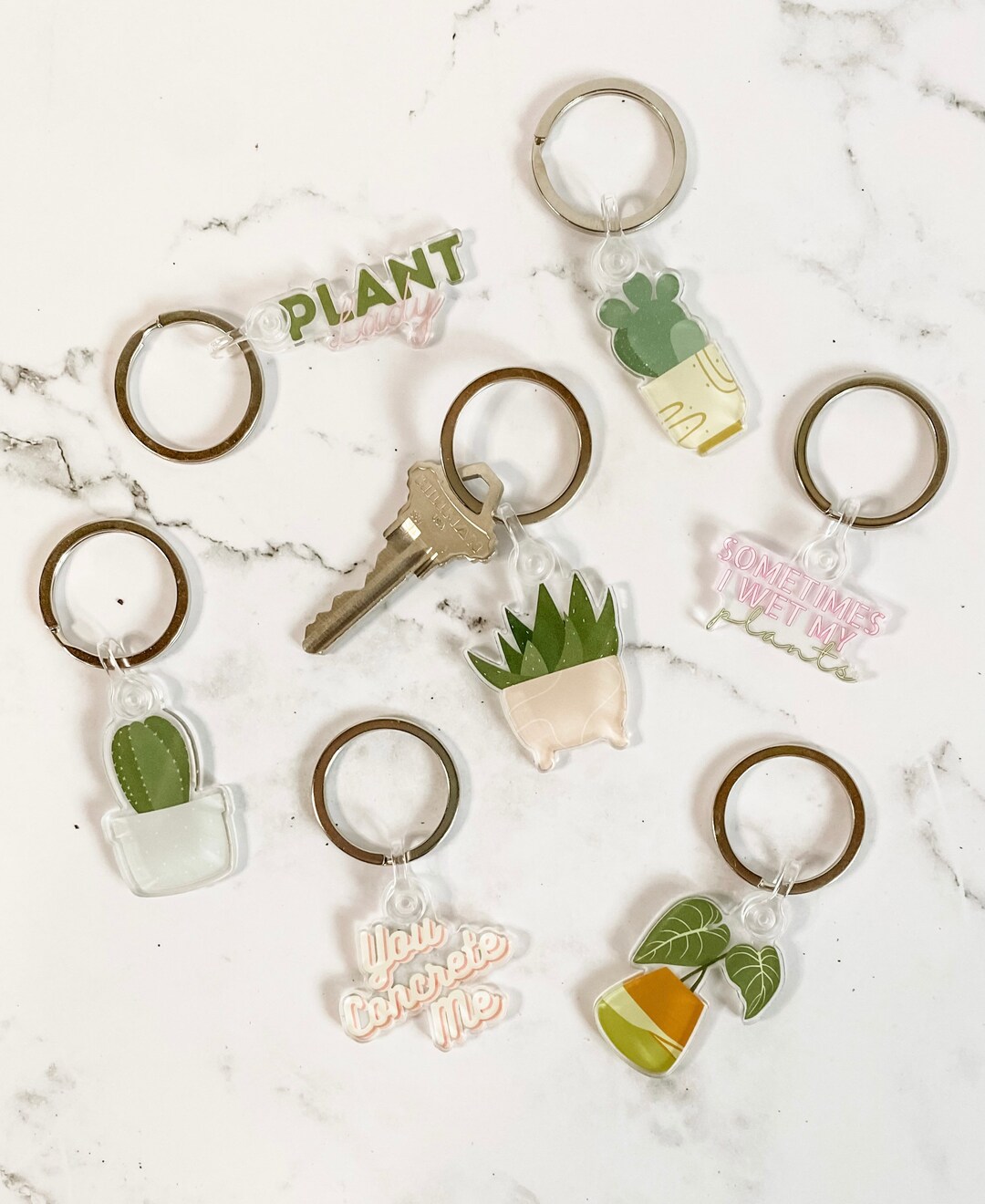 Plant Inspired Acrylic Keychains Keychain Plant Keychain - Etsy