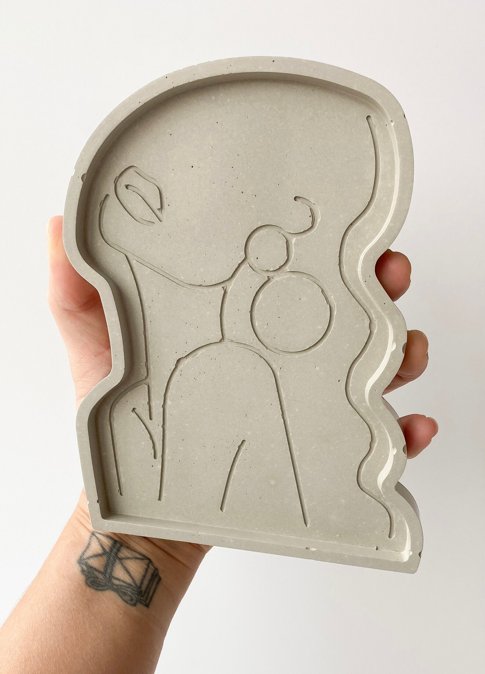 Woman Concrete Jewelry Dish | Concrete Tray | Woman’s Face Art ...