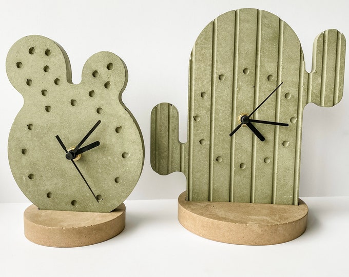 Cactus Clock | Concrete Cactus Clock | Concrete Clock | Clock | Cactus ...