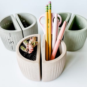 Planter Book Ends | Concrete Office Decor | Concrete Book End | Modern ...