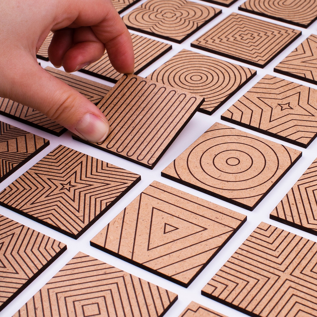 Memory Game Šalené Pexeso Wooden Geometry Patterns Shape Game Gift - Etsy