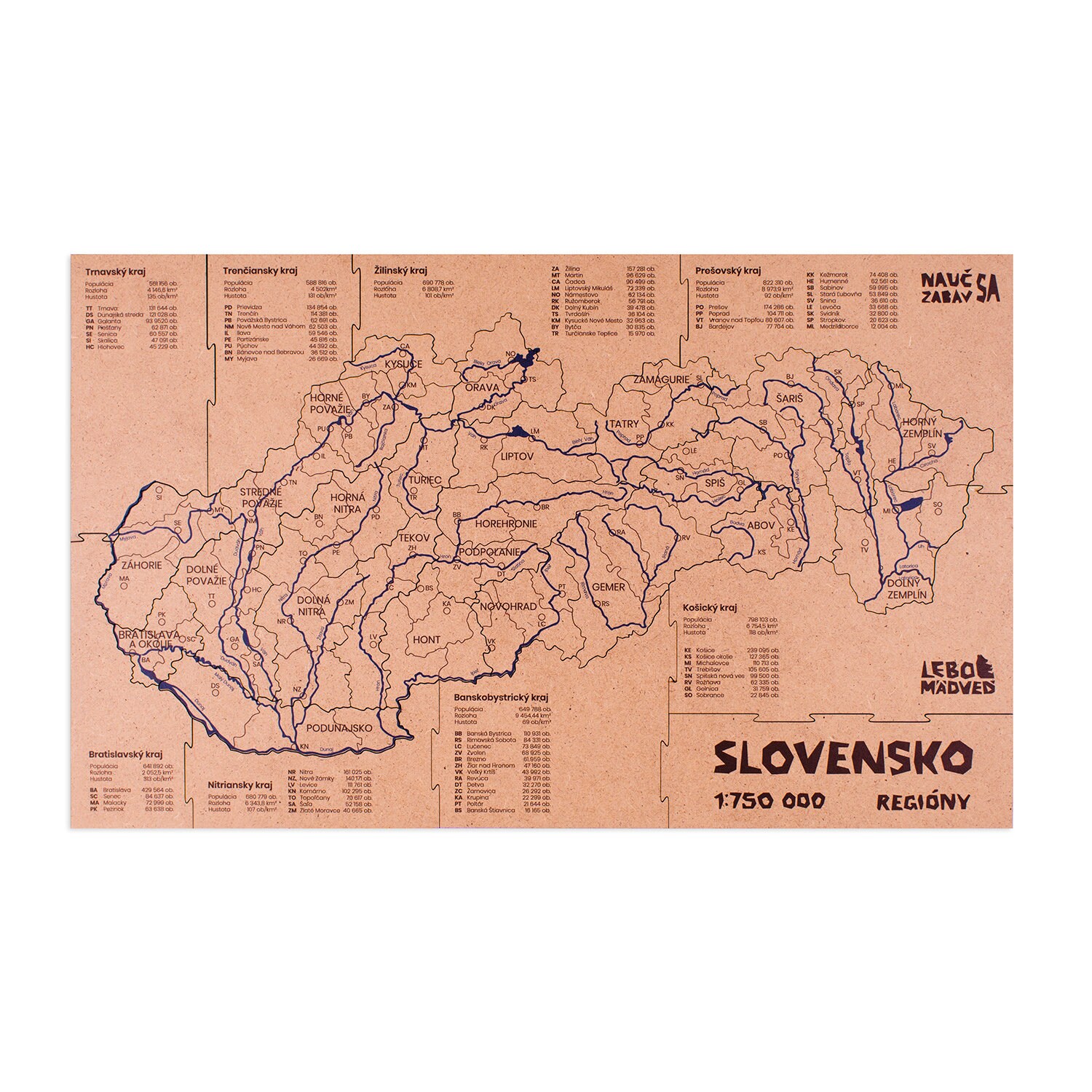 Slovakia Regions Map Puzzle Geography Puzzle Wooden Culture Slovak ...