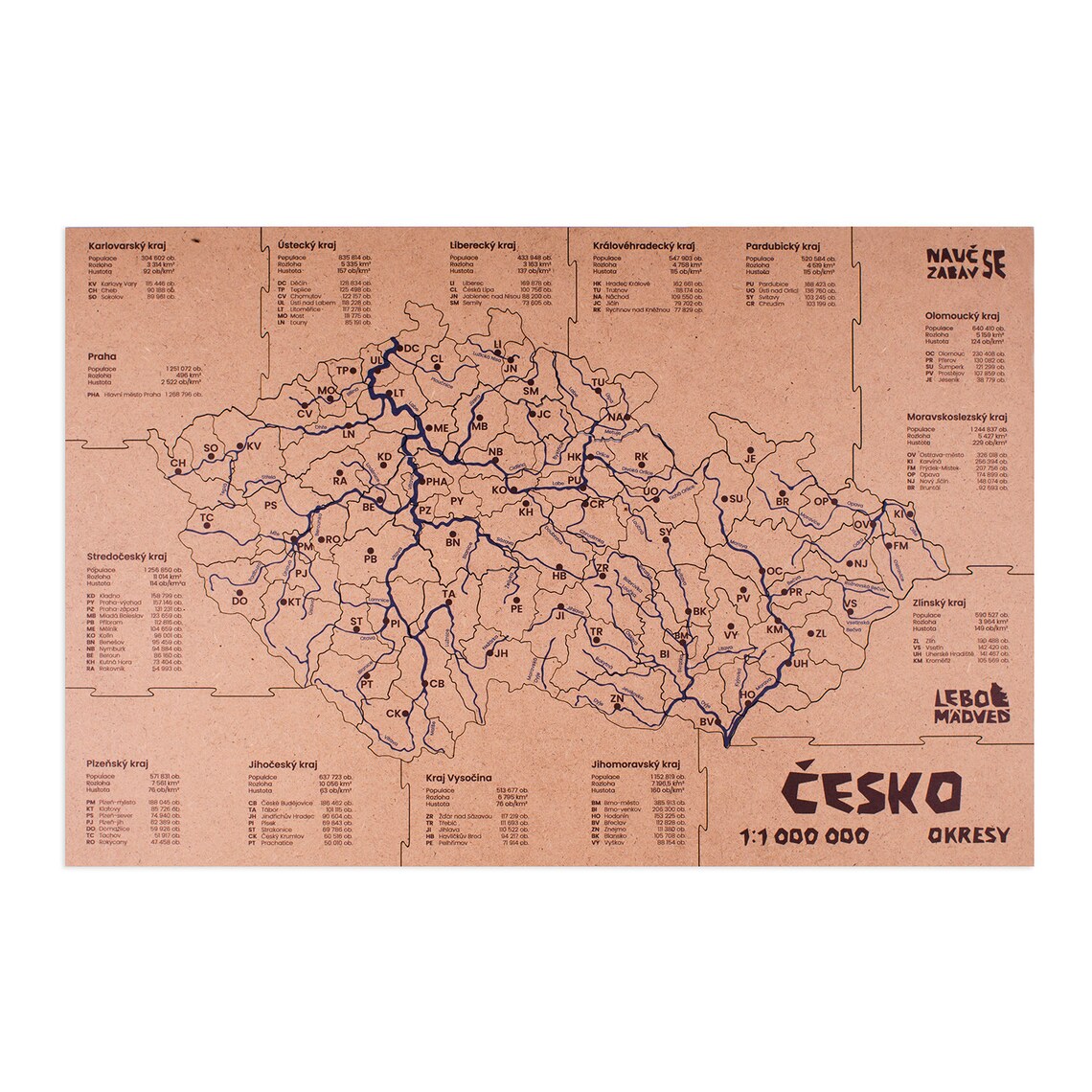 Czech Districts Map Puzzle of Czech Republic Geography Puzzle Wooden ...