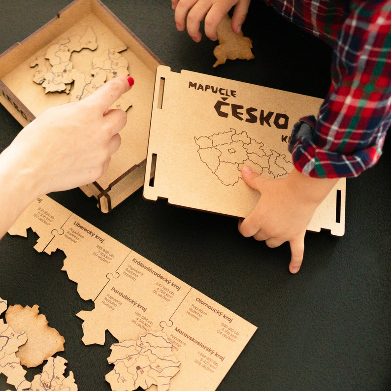 Czech Counties Map Puzzle of Czech Republic Geography Puzzle Wooden ...