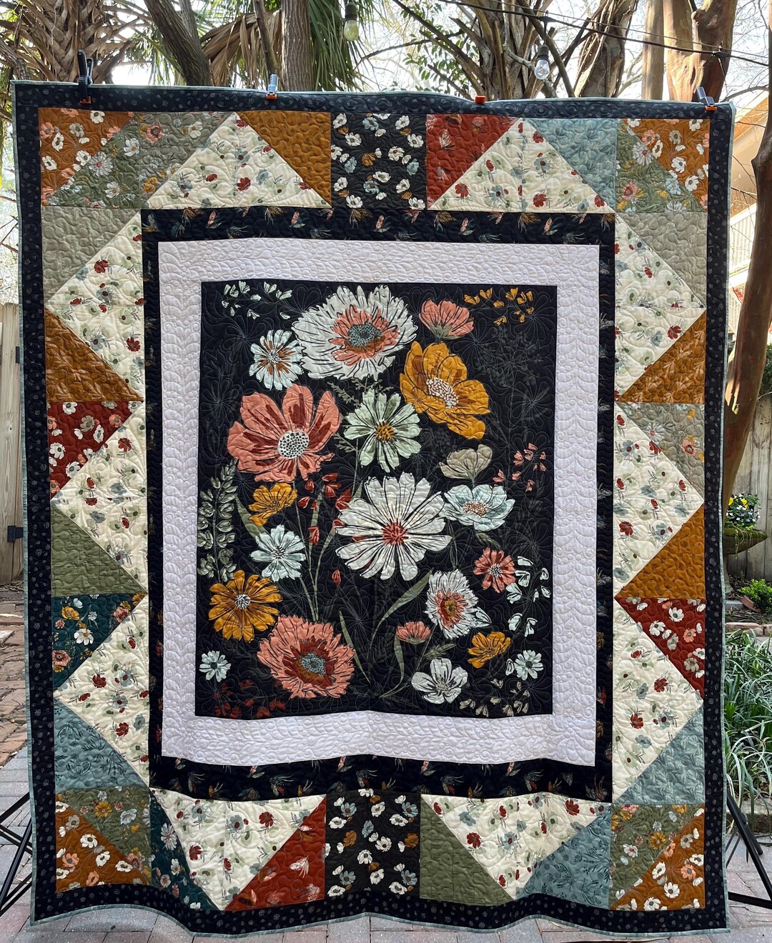 Handmade Quilted Queen Size Quilt: Woodland Wildflowers Moda Fabric - Etsy