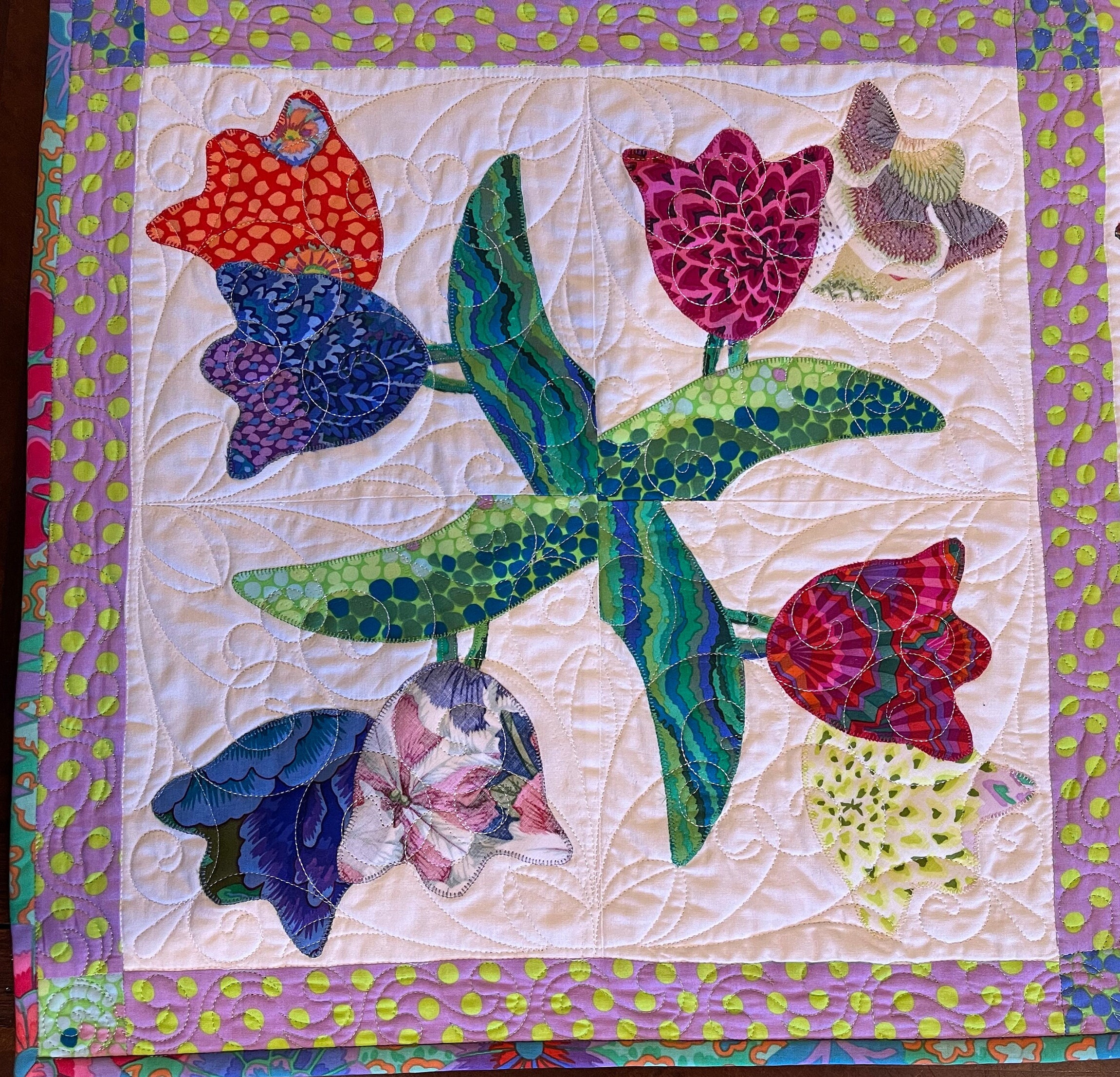 Handmade Quilted Tulip Table Topper Wall Hanging, Easter Mother's Day ...