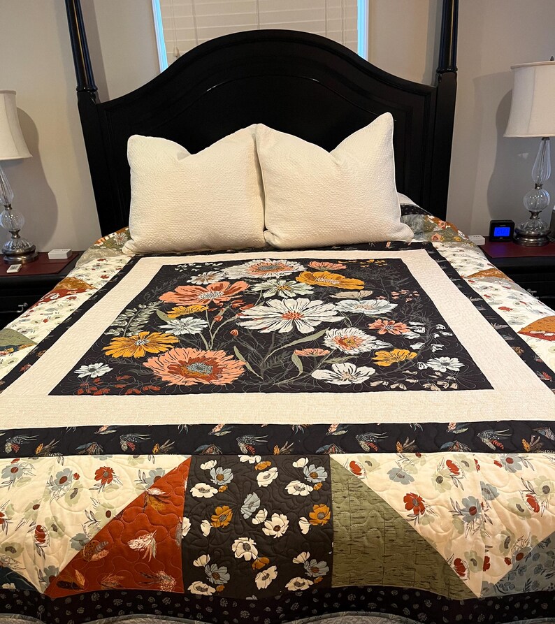 Handmade Quilted Queen Size Quilt: Woodland Wildflowers Moda Fabric - Etsy