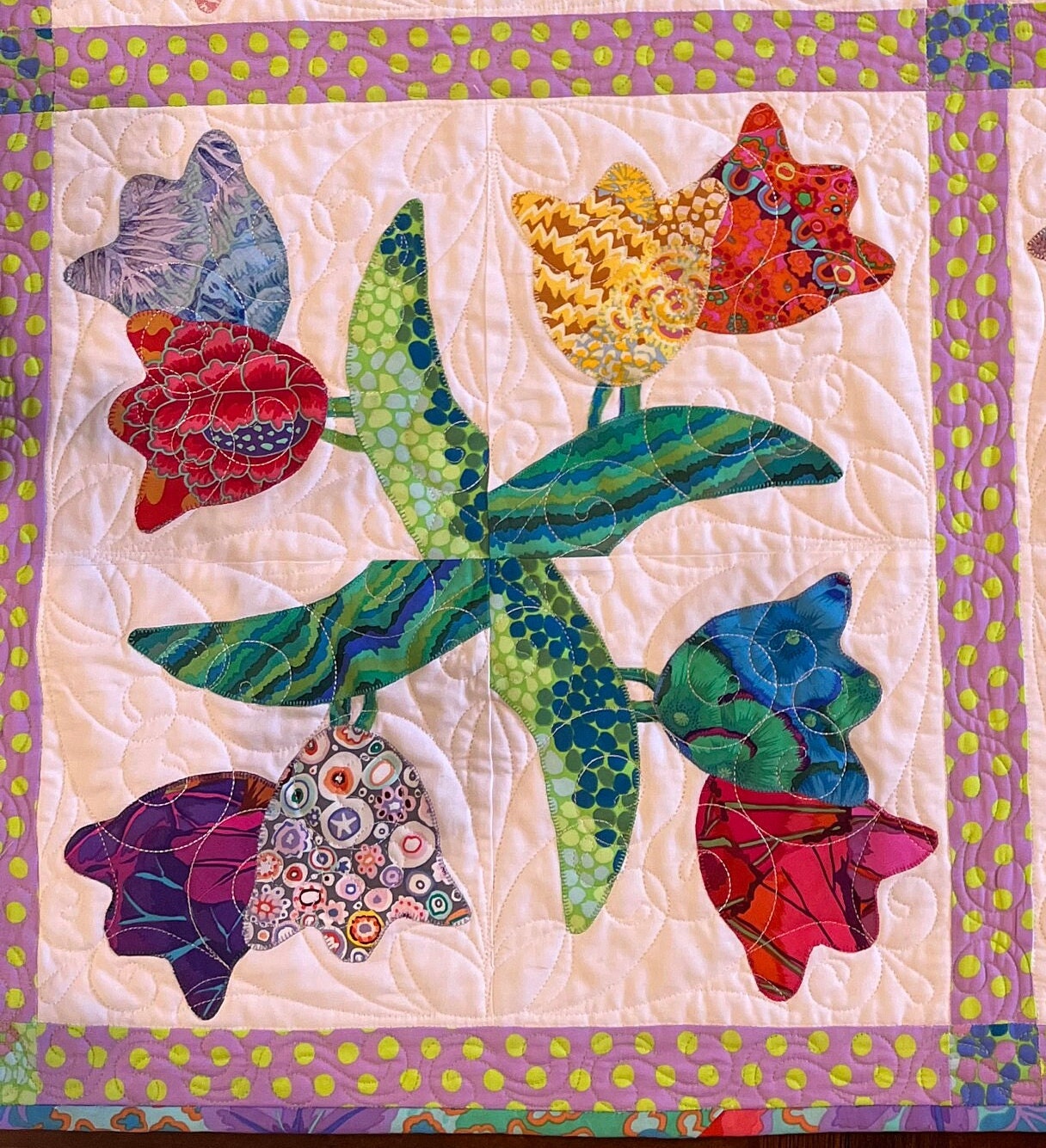 Handmade Quilted Tulip Table Topper Wall Hanging, Easter Mother's Day ...