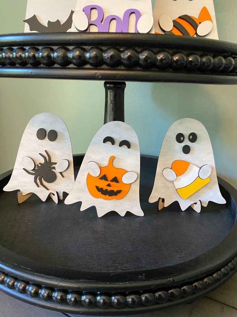 Happy Halloween Tiered Tray Decor / Cute Ghost Mantel Decor / Trick or ...