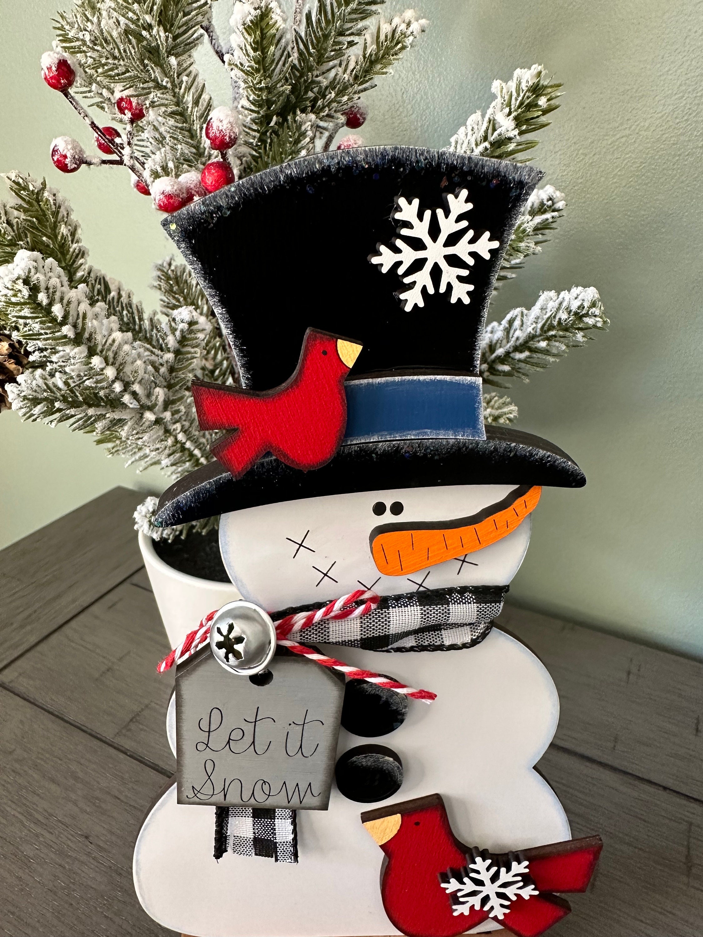 Snowman Shelf Sitter / Standing Snowman Winter Decor / 3D Wooden Sign ...