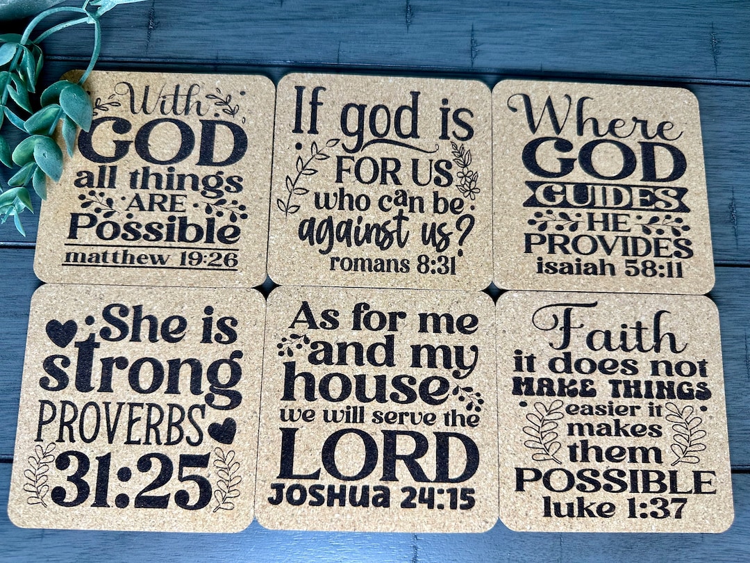 Engraved Scripture Coasters / Inspirational Cork Coasters / Stocking ...